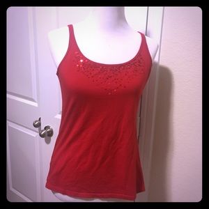 New York & Company | Tops | Red Tank With Sequin Embellished Neckline ...